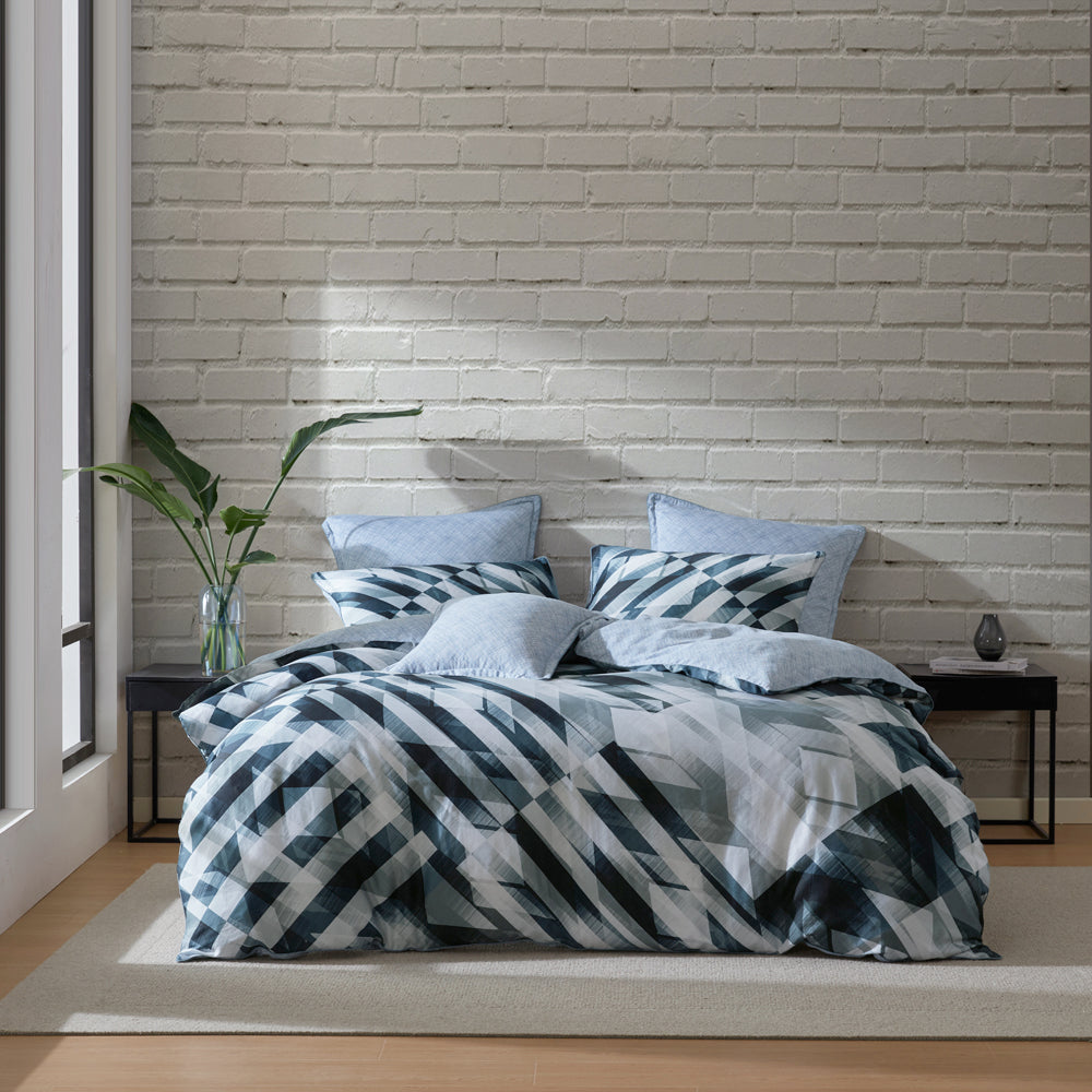 Soren Ink Quilt Cover Set by Logan and Mason | Super King | My Linen