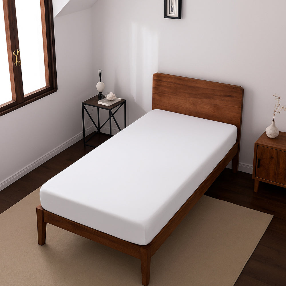 Casey Cotton White Fitted Sheet | Single Bed 60cm | My Linen