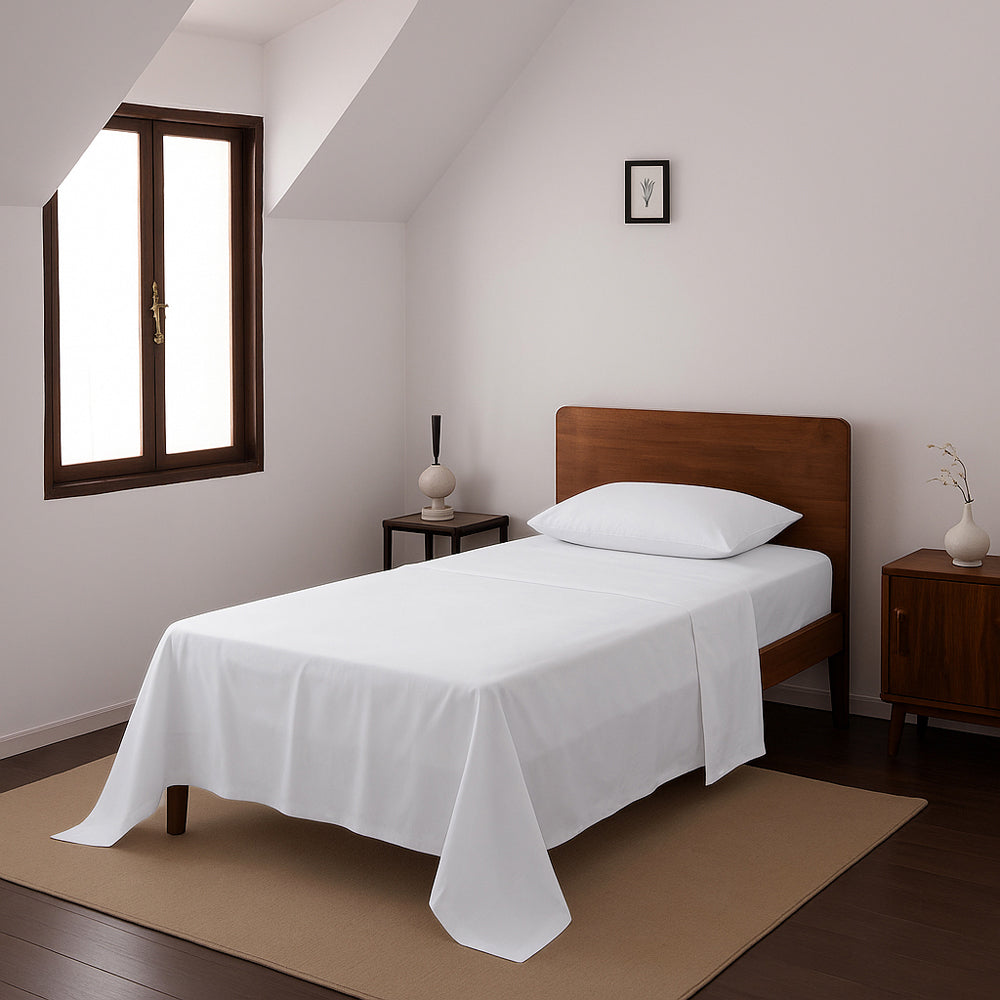 Casey Cotton White Sheet Set | Single Bed 40cm | My Linen