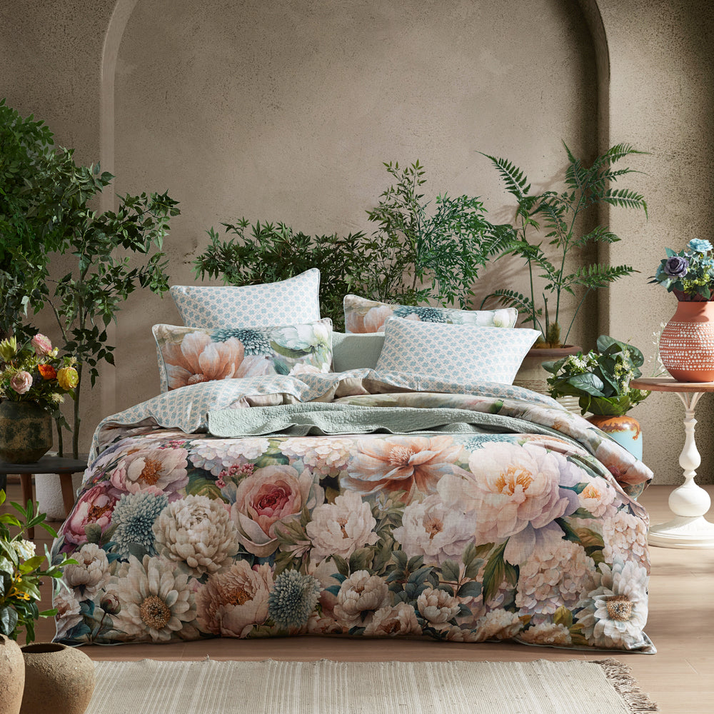 Hydrangea Mist Quilt Cover Set by Logan & Mason | Super King |My Linen