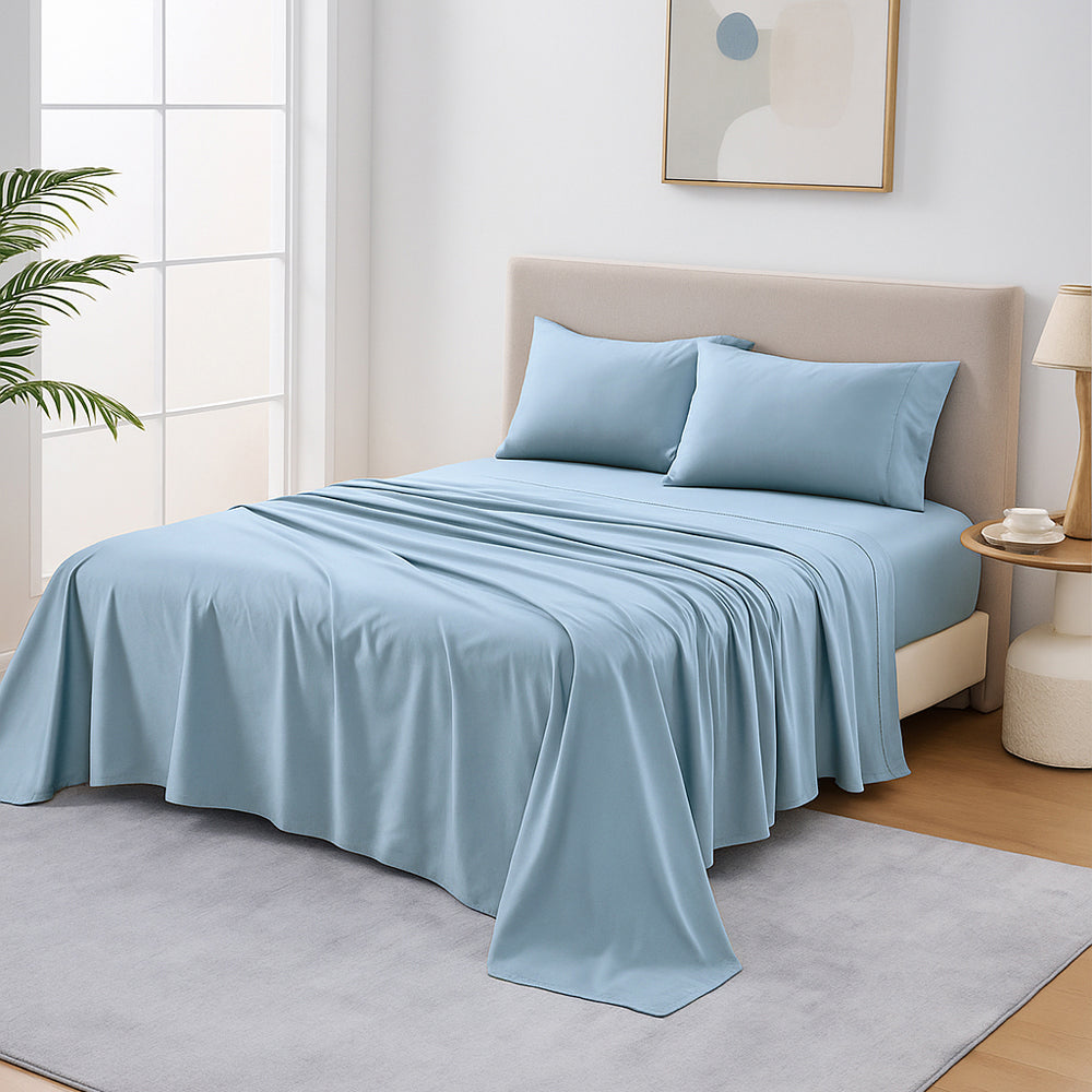 Cotton Percale Sheet Set 300TC Coastal Blue | Long Single | My Linen