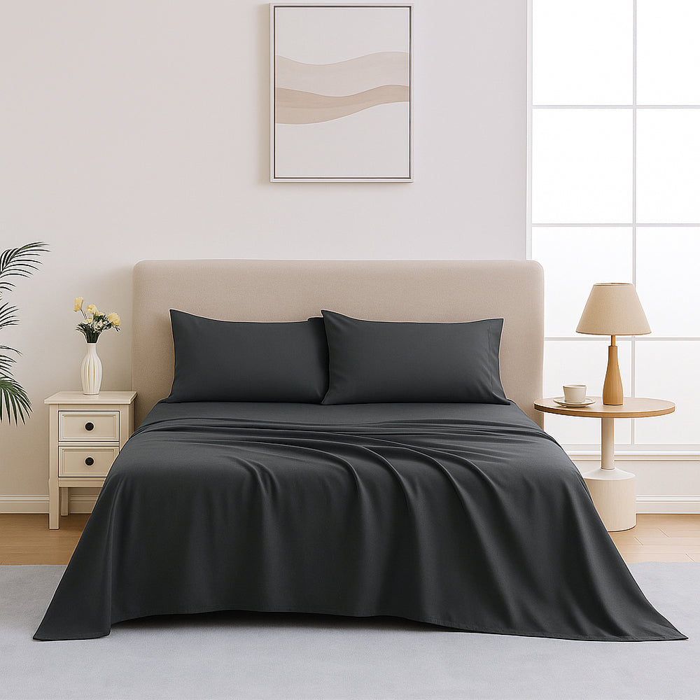 Egyptian Cotton Sheet Set 500TC Ash Charcoal | Split King | My Linen