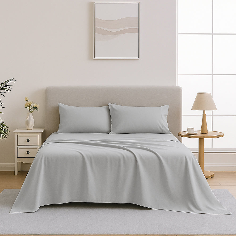 Egyptian Cotton Sheet Set 500TC Drift Silver |King Single | My Linen
