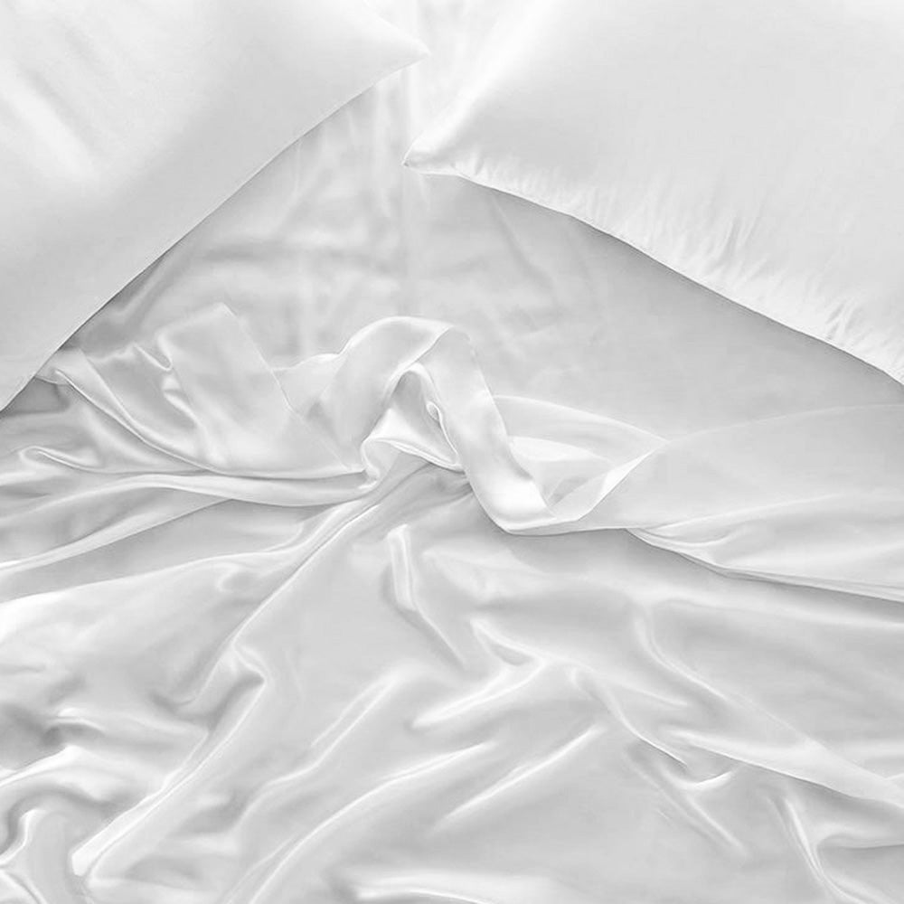Satin White Sheet Set by Mia Grace | Long Single Bed | My Linen